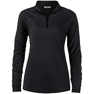 Cestyle Hiking Shirts Women, Ladies Sun Protective Clothes Long Sleeve Quick Dry Lightweight Outdoor Performance Vacation Running Workout Tops Relaxed Fit Black X-Large