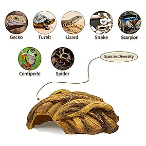 Cosyall Reptile Hide Resin Tree Stump Snake Hide and Cave Hideout Terrarium Habitat Reptile Tank Accessories Decor Leopard Gecko Habitat Shelter for Lizard Spider Frog Amphibians Medium