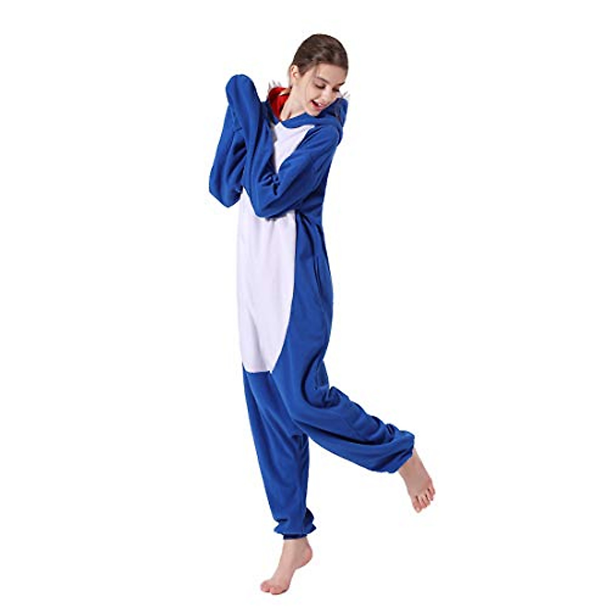 OGU' DEAL Adult Shark Onesie Cartoon Animal Jumpsuit Pajamas Christmas Shark Costumes Halloween Cosplay for Men