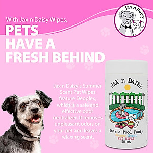 Jax N Daisy Pool Pawty Summer Scent Pet Wipes - Cat & Dog Wipes, Handy Pet Supplies, Cleaning Products for Dogs & Cats, Dog Accessories, Products for Cats, Cat & Dog Ear Cleaner, Cat & Dog Supplies
