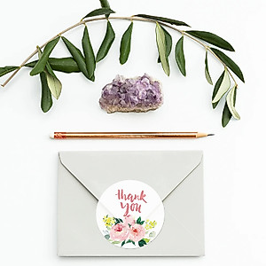 Pink Flower Thank You Stickers, 2 inch 50PCS Self-Adhesive Thank You Labels Great for Wedding, Small Business, Bakeries, Handmade Goods, Birthday Party Favors Labels & Mailing Supplies.