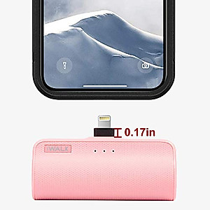 iWALK Mini Portable Charger for iPhone with Built in Cable, 3350mAh Compatible with iPhone 11 pro/Xs/XS Max/XR/X/8/7/6/Plus Airpods(2 Pack Pink and White)