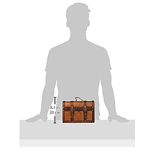 Trademark Innovations 10" Wood and Leather Decorative Chest, Brown