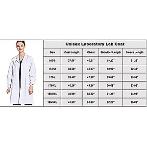CLanItris Unisex White Lab Coat Long Sleeve Uniforms 40 inch Classic Fit with 3 Pocket (White, Medium), Medium Plus
