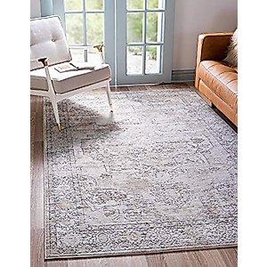 Rugs.com Oregon Collection Rug – 7' x 10' Ivory Low-Pile Rug Perfect for Living Rooms, Large Dining Rooms, Open Floorplans