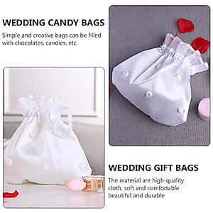 2Pcs Satin Bridal Wedding Money Bag White Bridal Bridesmaid Satin Flower Decorated Bag Handbag with Pearl for Dance Bridal Purse Wedding Supplies