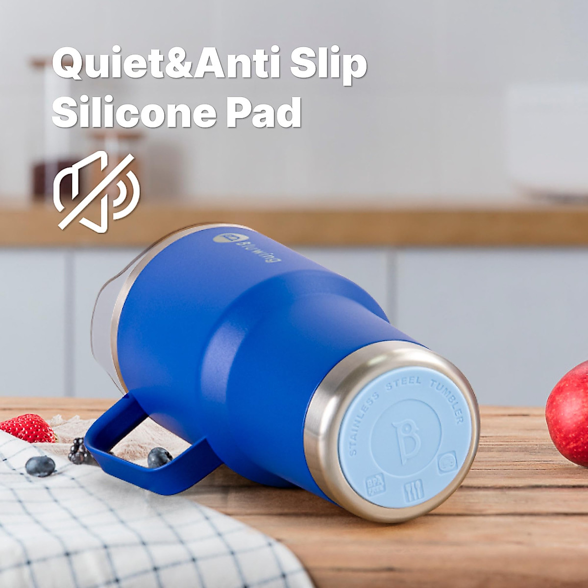 Bluwing Insulated Tumbler with Handle 30 oz Stainless Steel Travel Coffee Mug with Lid and Straw, Double Wall Tumbler Cups for Women and Men (Purple)