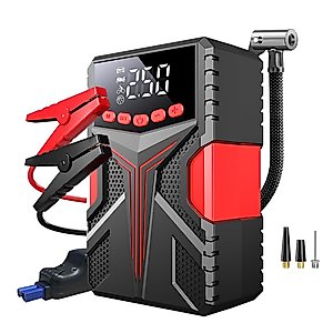Lorinpow Car Jumper Starter Portable with 150PSI Air Compressor, Tire Inflator 3000A Battery Charger for 10.0L Gas/8.0L Diesel, Jump Box Pack with Storage Case and Jumper Cable