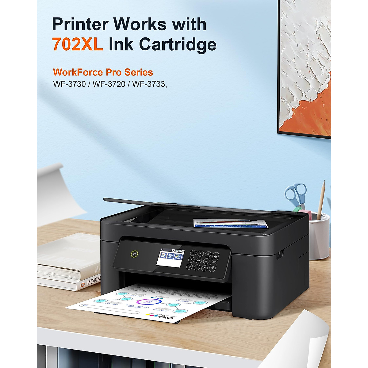 E-Z Ink Pro 702 XL T702XL Ink Cartridge Replacement for Epson 702XL 702 T702 to use with Workforce Pro WF-3720 WF-3730 WF-3733 Printer (1 Large Black, 1 Cyan, 1 Magenta, 1 Yellow, 4 Pack)