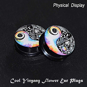 FLYUN Ear Gauges Plugs and Tunnels Ear Stretcher Expander 6mm-25mm Double Flared Screw Plug Piecing Jewelry (0G (8mm))