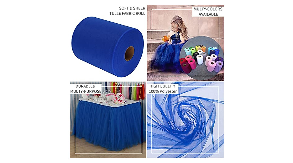 Royal Blue Tulle Fabric 6 Inch x 200 Yards for DIY & Events