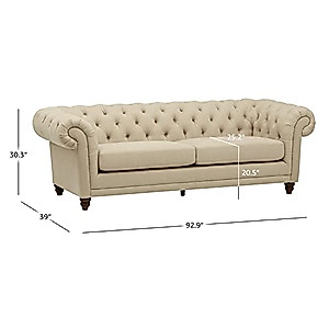 Amazon Brand - Stone & Beam Bradbury Chesterfield Tufted Sofa Couch, 92.9"W, Hemp