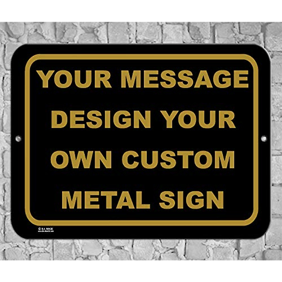 BA IMAGE Personalized Custom Black 015 Aluminum Metal Sign with Your Message! (9x12 Black w/Antique, Horizontal)