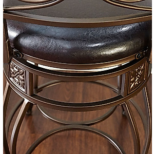 Powell Big and Tall Back Scroll Stool, Counter Height, Dark Bronze/Brown
