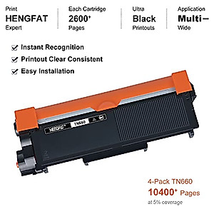 HENGFAT TN660 Compatible Toner Cartridge Replacement for Brother TN660 TN-660 TN630 Toner for DCP-L2540DW HL-L2300D HL-L2320D HL-L2380DW HL-L2340DW MFC-L2700DW MFC-L2720DW MFC-L2740DW (Black 4-Pack)