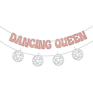 Disco theme Banner, Happy 17th Birthday Decorations, Young and Sweet Only 17, Disco Bachelorette Bridal Shower Engagement Party Decors, Cheers to 17 Years Party Supplies Rose Gold & Silver Glitter