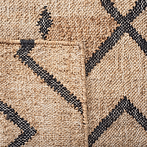SAFAVIEH Kilim Collection Accent Rug - 2' x 3', Natural & Charcoal, Handmade Moroccan Boho Jute & Cotton, Ideal for High Traffic Areas in Entryway, Living Room, Bedroom (KLM750A)