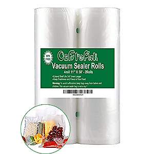 O2frepak 2Pack 11"x50' Rolls 4mil Vacuum Sealer Bags Rolls with BPA Free,Heavy Duty Vacuum Sealer Storage Bags Rolls ,Cut to Size Roll,Great for Sous Vide (Total 100 feet)