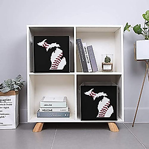 Mochigan Map Baseball Collapsible Storage Bins Basics Folding Fabric Storage Cubes Organizer Boxes with Handles