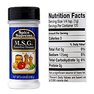 Spice Supreme M.S.G. Monosodium Glutamate, plastic shaker, 4.25-oz.