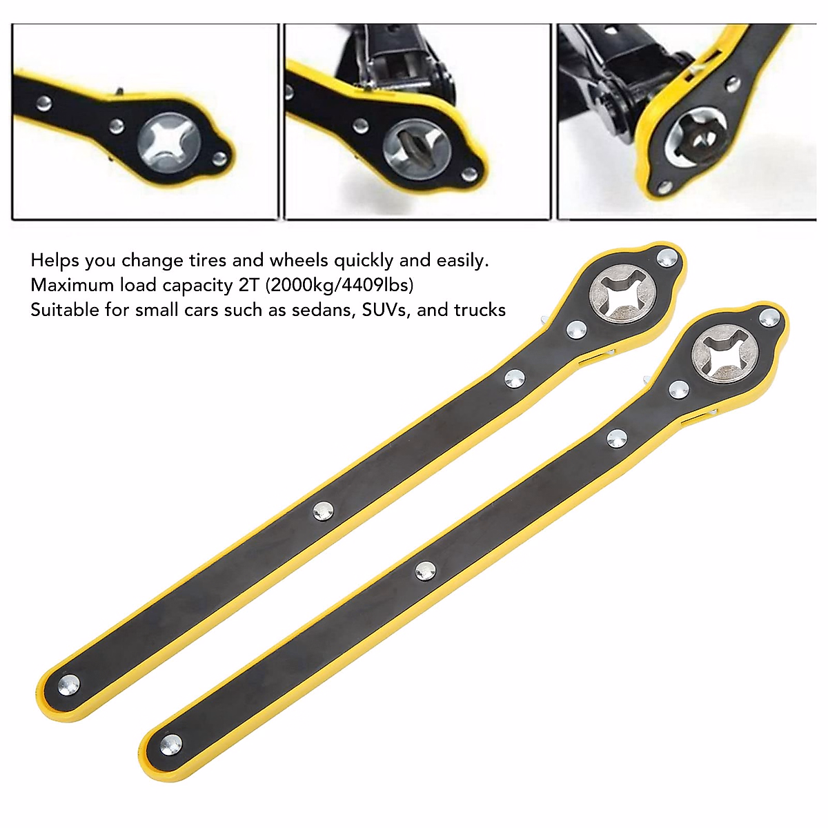 Auto Labor-Saving Jack Ratchet Wrench, Universal 360 Degree Swivel Tire, Pair 13.4in Car Jack Ratchet Wrench Labor Saving Tire Wheel Lug Wrench Repair Tool for Cars SUVs Trucks