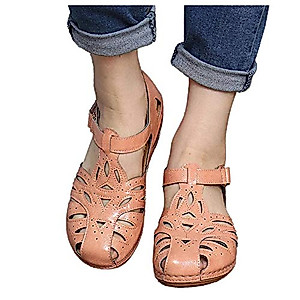 justHIGH Women's Casual Peep Toe Hollow Out Slingback Platform Wedge Sandals Breathable Non Slip Sole