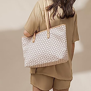 Women's Shoulder Bags Satchel Handbags Fashion Checkered Wallet Tote Bag Shoulder Bag Top Handle Satchel Purse Set 3pcs