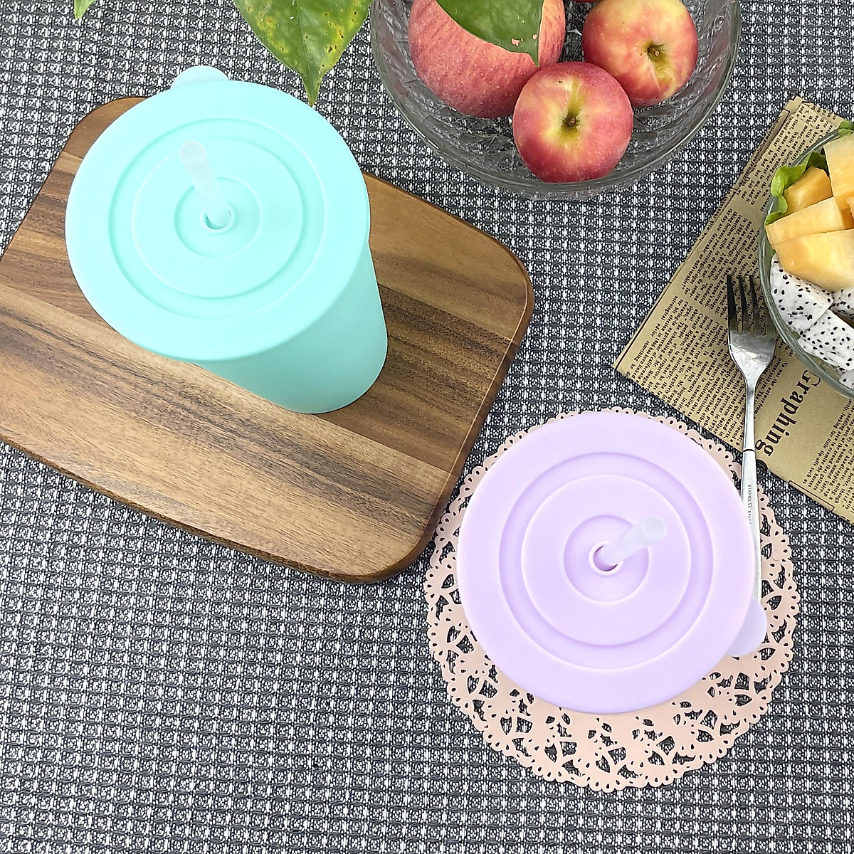 YUYUHUA 32 oz Cups with Lids and Straws - Reusable Tumbler with Lid and Straw, BPA Free Iced Travel Coffee Mug Water Bottle for Kids Adults Women (8 Pack)