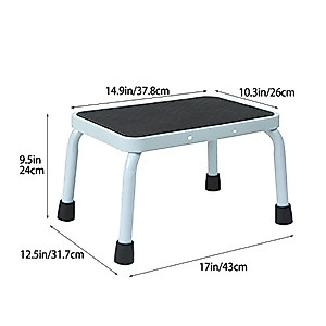 Sattiyrch 9.5" Step Stool with Anti-Skid Rubber Platform,Metal Medical Foot Stool for Elderly,Senior,Easy to Assemble Heavy Duty Step Stool White