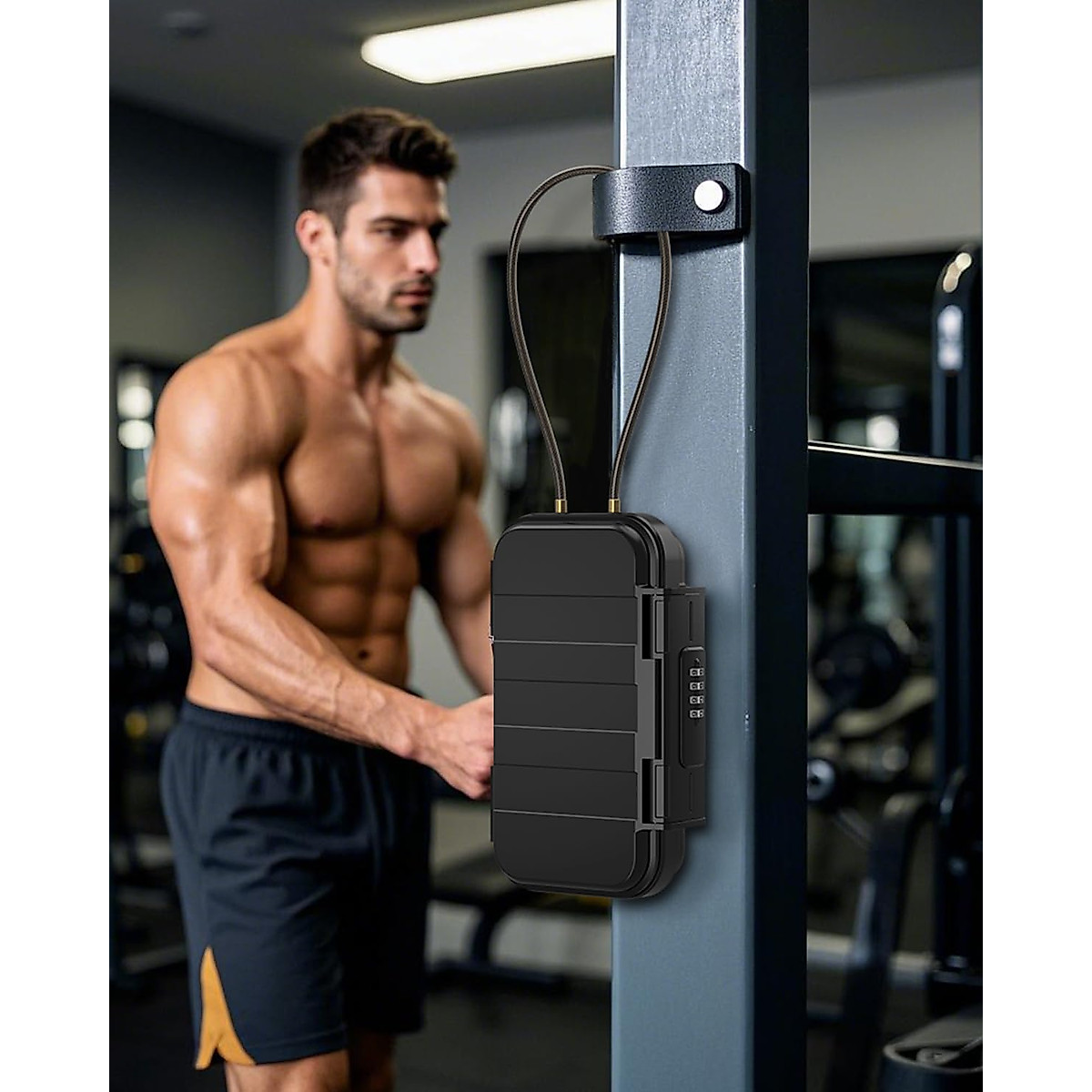 AMIR Portable Safe Box, Combination Security Case LockBox with Code, Waterproof Anti-Theft Mini Travel Safe Box with Removable Chain, Portable Lock Box for Home,Office