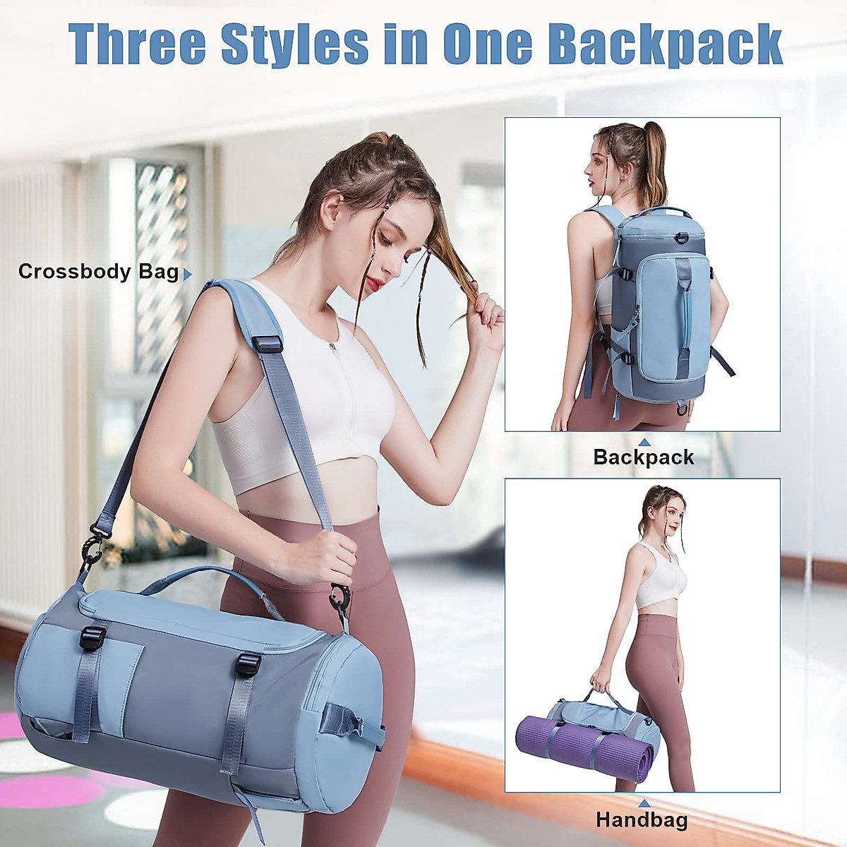 ACESAK Gym Bag for Women - Small Sports Duffle Bag with Shoes Compartment & Wet Pocket - 28L Gym Accessories Backpack Workout Bag Waterproof Carry On Rucksack Daypack