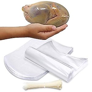 Poultry Shrink Bags - Clear 13" x 18" Chickens or Rabbits - w/zip ties included / 2.5 Mil/Freezer Safe Commercial Grade BPA BPS Free (50)