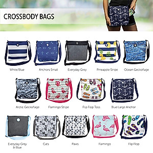 geckobrands Lightweight Medium Crossbody Bag with Pockets (Green/Blue Stripe)