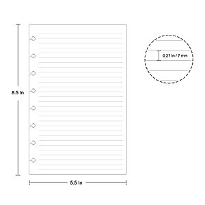 Junior Size Refills Paper, A5 Loose Leaf Paper for TUL Custom Note-Taking System Discbound Notebook Planner Inserts, White, Total 100 Sheets/200 Pages, College Ruled, 5.5 X 8.5 Inch