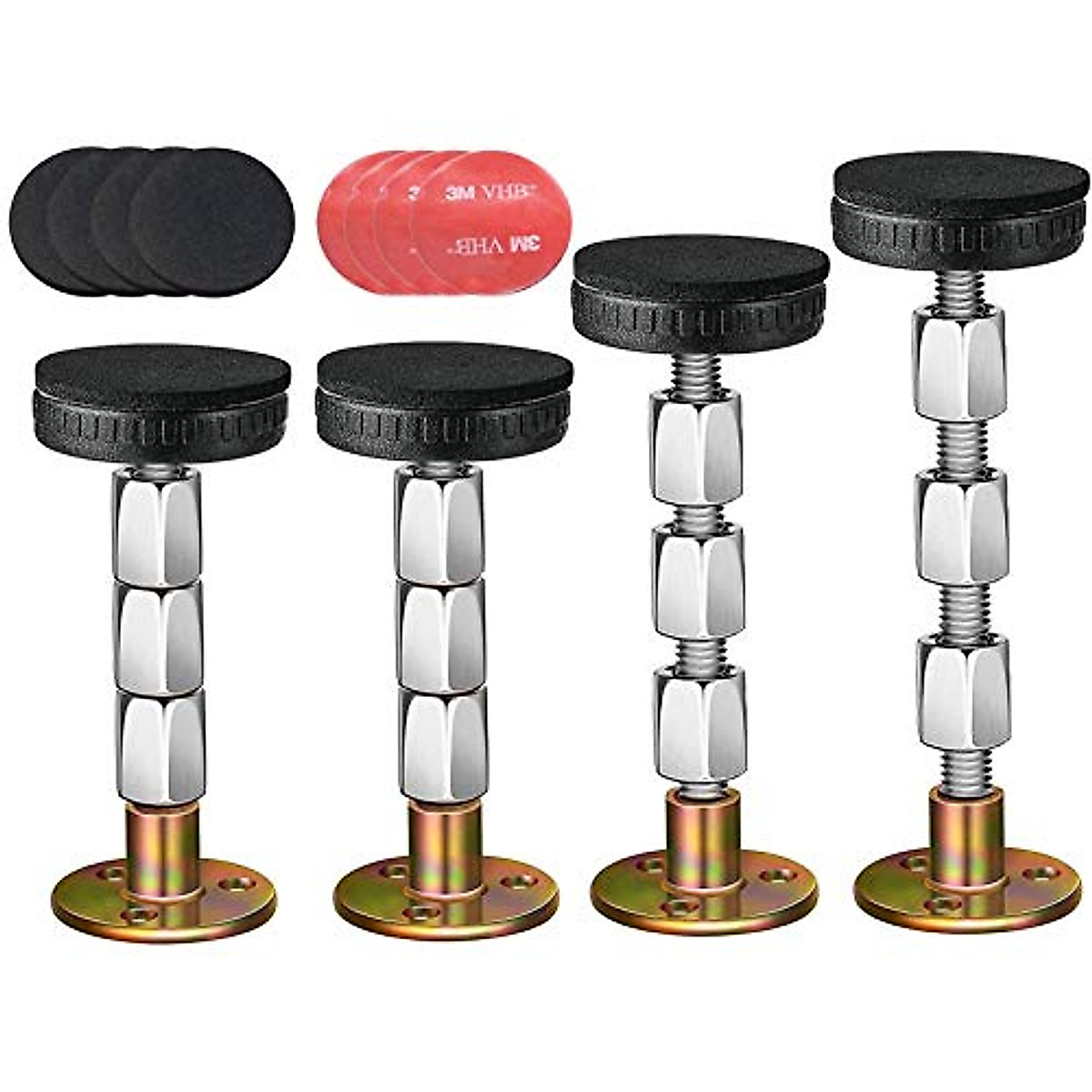 4Pcs Bed Frame Anti-Shake Tool, Threaded Adjustable Headboard Stoppers, Prevent loosening Fixer Bed Frame, Bedside Telescopic Support Headboard Stabilizer for Room Wall,Beds Cabinets,Table 28mm-106mm