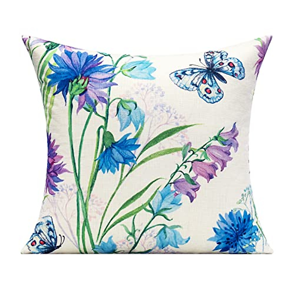 VAKADO 16x16 Set of 4 Outdoor Pillow Covers Summer Patio Furniture Cushion Cases Spring Garden Bird Butterfly Ladybug Decorative for Porch Bench Couch Sofa