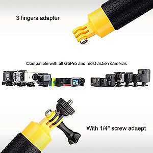 YALLSAME Floating Hand Grip Underwater Handle Mount with Detachable Tripod Stand for All GoPro Hero 11 10 9 7 8 6 5 4 Max Mini Session DJI Action Camera Ideal for Diving Snorkeling Swimming Sport