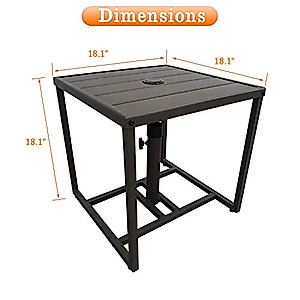 Patio Umbrella Table Stands with Umbrella Hole,with 4 Sand Bags Outdoor Umbrella Bases Small Square Table for Bistro,Balcony, Backyard, Patio, Garden, Deck and Pool Occasions