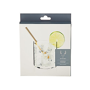 Viski Stainless Steel Cocktail Straws with Gold Finish, Eco-Friendly Reusable Short Metal Straws, 5 Inch Set of 6