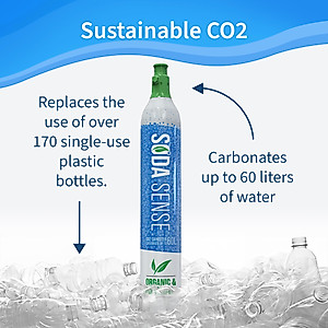 Soda Sense 60L Threaded CO2 2 Pack Canister Refill, Compatible w/All Threaded 'Screw-In' Soda Makers Including SodaStream [Excludes ART, TERRA & DUO]