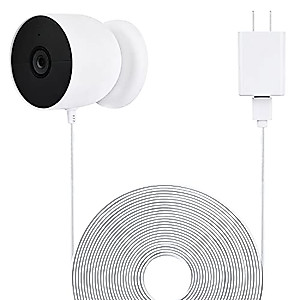 wochel Power Cable Compatible with Google Nest Cam Outdoor or Indoor, Battery, 25Ft/7.5m Flat Weatherproof Outdoor Charging Cable Continuously Power Your Nest Camera - White