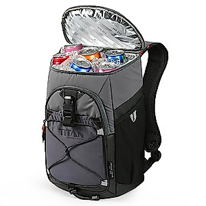 Titan Deep Freeze Backpack Cooler - 24 Can Cooler Bag Insulation, Sharkskin Gray