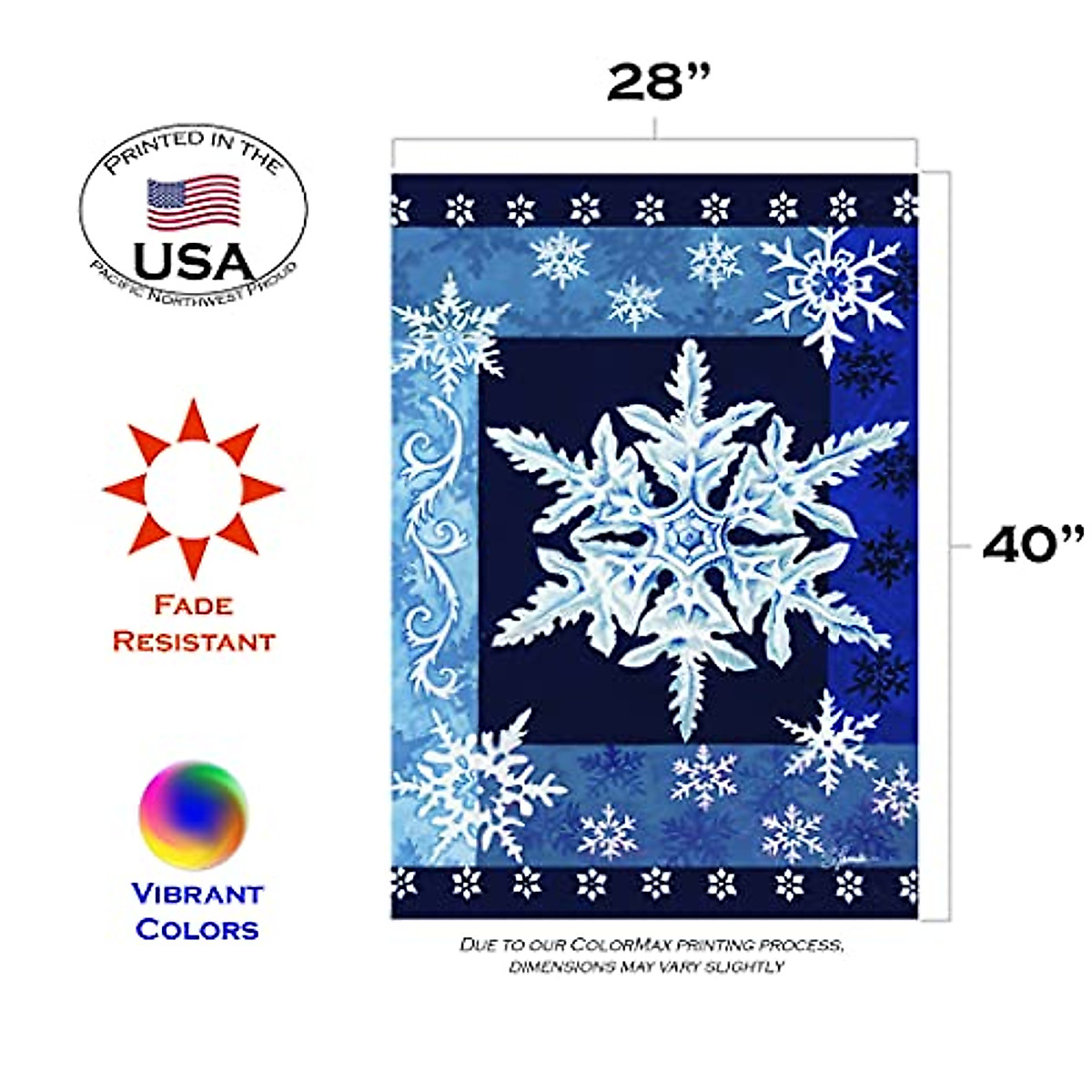 Toland Home Garden 28x40 Inch Double Sided Garden Flag Winter Flag, Cool Snowflakes Winter Garden Flag House Flag For Outdoor Yard Decoration