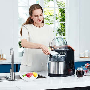 OUTGAVA Ice Maker Machine Countertop Portable Ice Cube Maker,Compact Automatic Ice Making Machine with Ice Scoop&Basket,26Lbs/24H,9 Cubes in 6-8 Minutes,2 Size(S/L) for Kitchen Bar Office,Black