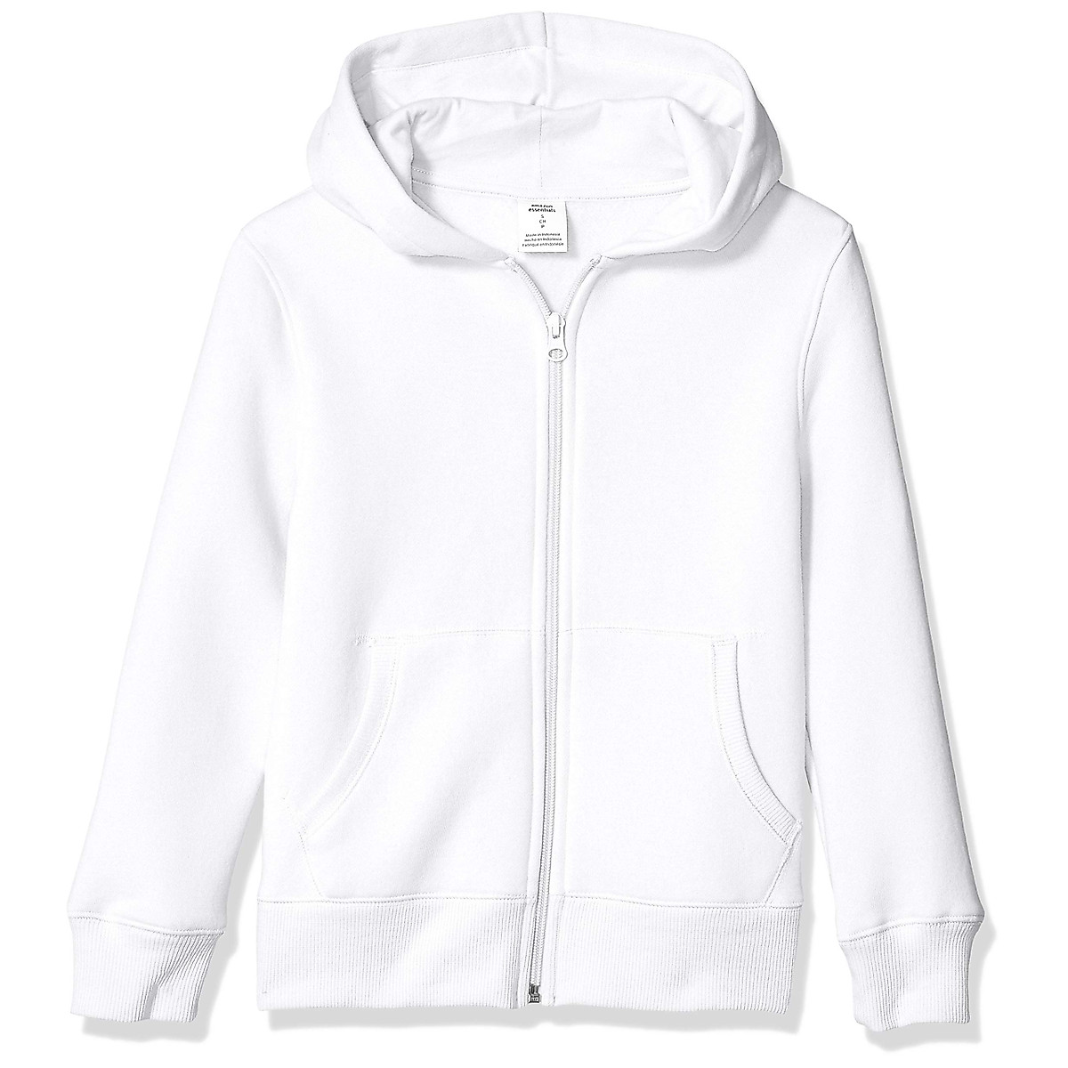 Amazon Essentials Hoodies - Boys' White Zip-Up Sweatshirt, Large, Fleece