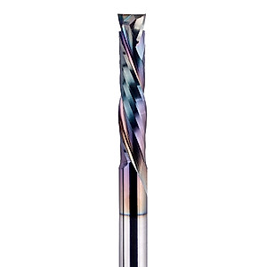 SpeTool UP&Down Compression Bit 1/4" Shank,1-1/4Inch Cutting Length 3 Inch OVL,Carbide Spiral Router Bits CNC End Mill with TAC Extra Long Life Coating for Wood Carving