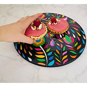 HASTA LA RAIZ | Mexican Handmade Cheese Board covered with resin. Ideal for Charcuterie Platter & Serving Tray. Model: Multicolored Tenango.