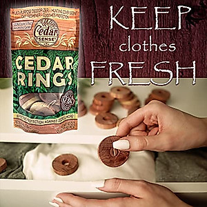 Cedar Sense Cedar Rings - 30 Pack Made in U.S.A.- Cedar Blocks for Clothes Storage - Cedar for Closets and Drawers - 100% Manufactured in The United States - Clothes Freshener