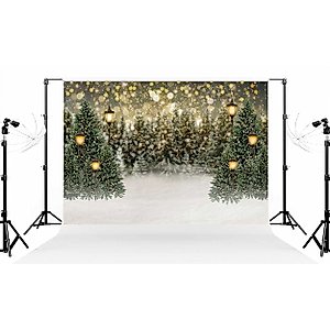 Kate 10×10ft Christmas Tree Bokeh Photo Backdrop Street Lamp Deco Glitter Interior Photography Background for Xmas Photographer Photo Studio Props