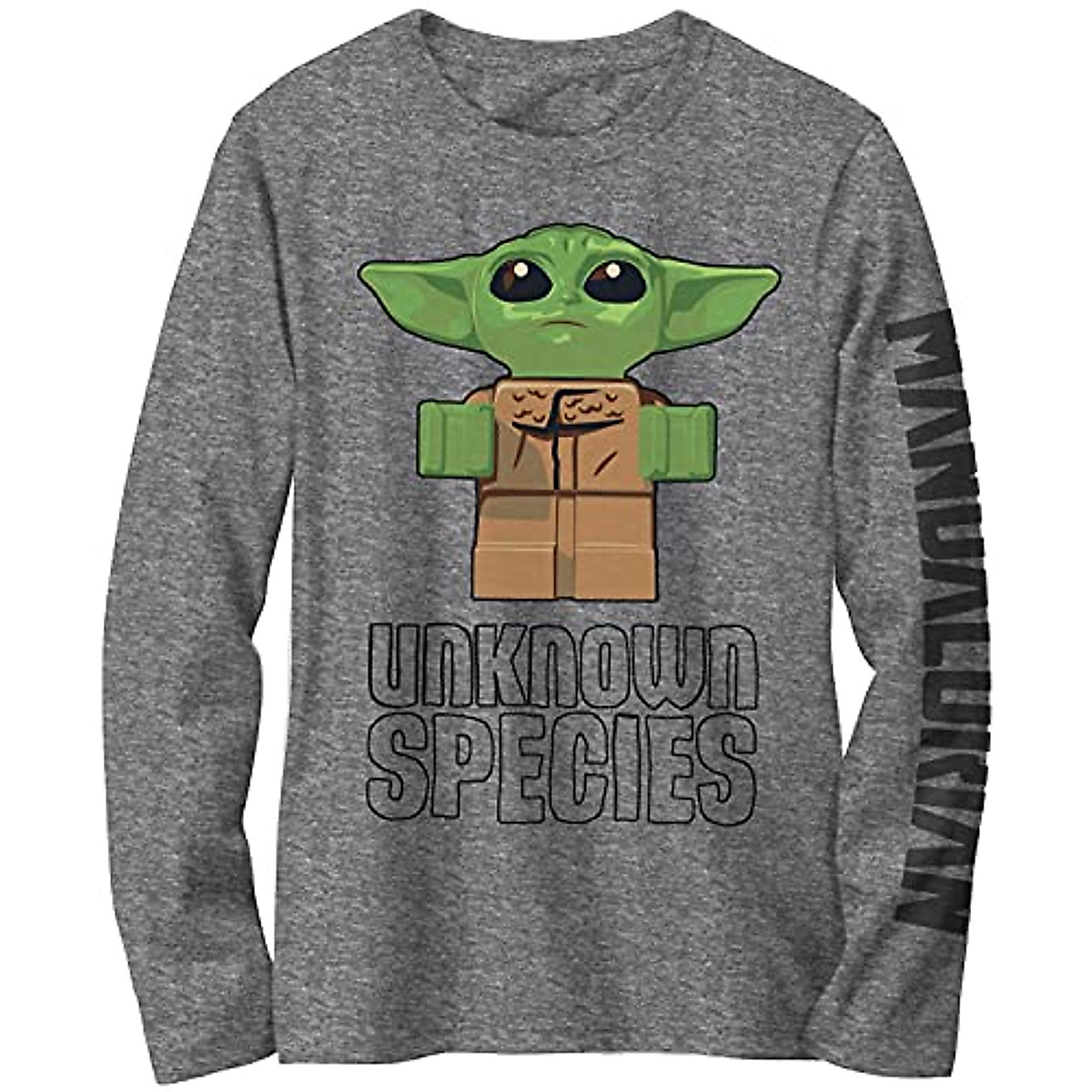 Isaac Morris Star Wars The Mandalorian Big Boys Long Sleeve Tee, Grey, Grey Heather, 10-12 Years